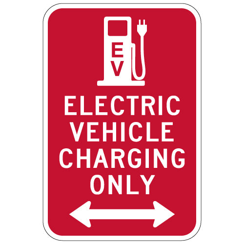 Electric Vehicle Charging Only Sign - Double Arrow - 12x18| PDQ Signs LLC