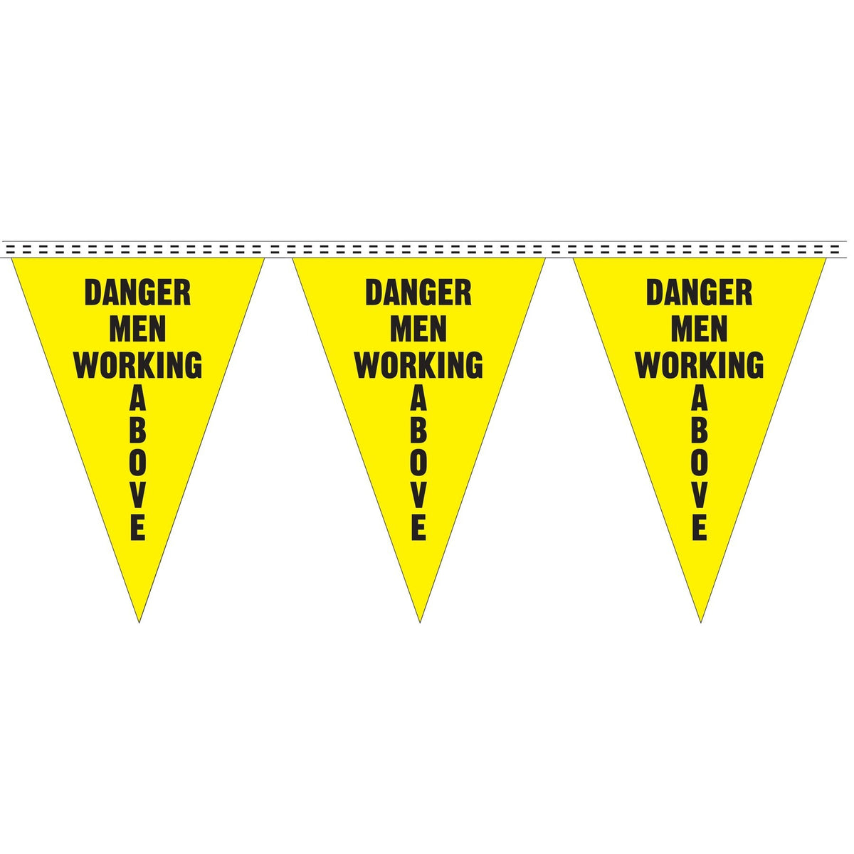 100' Safety Slogan Pennant (Danger Men Working Above)| PDQ Signs LLC