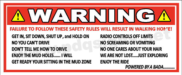 JEEP WARNING Visor Stickers| PDQ Signs LLC