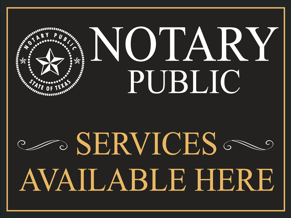 NOTARY PUBLIC SIGN 18X24-01824| PDQ Signs LLC